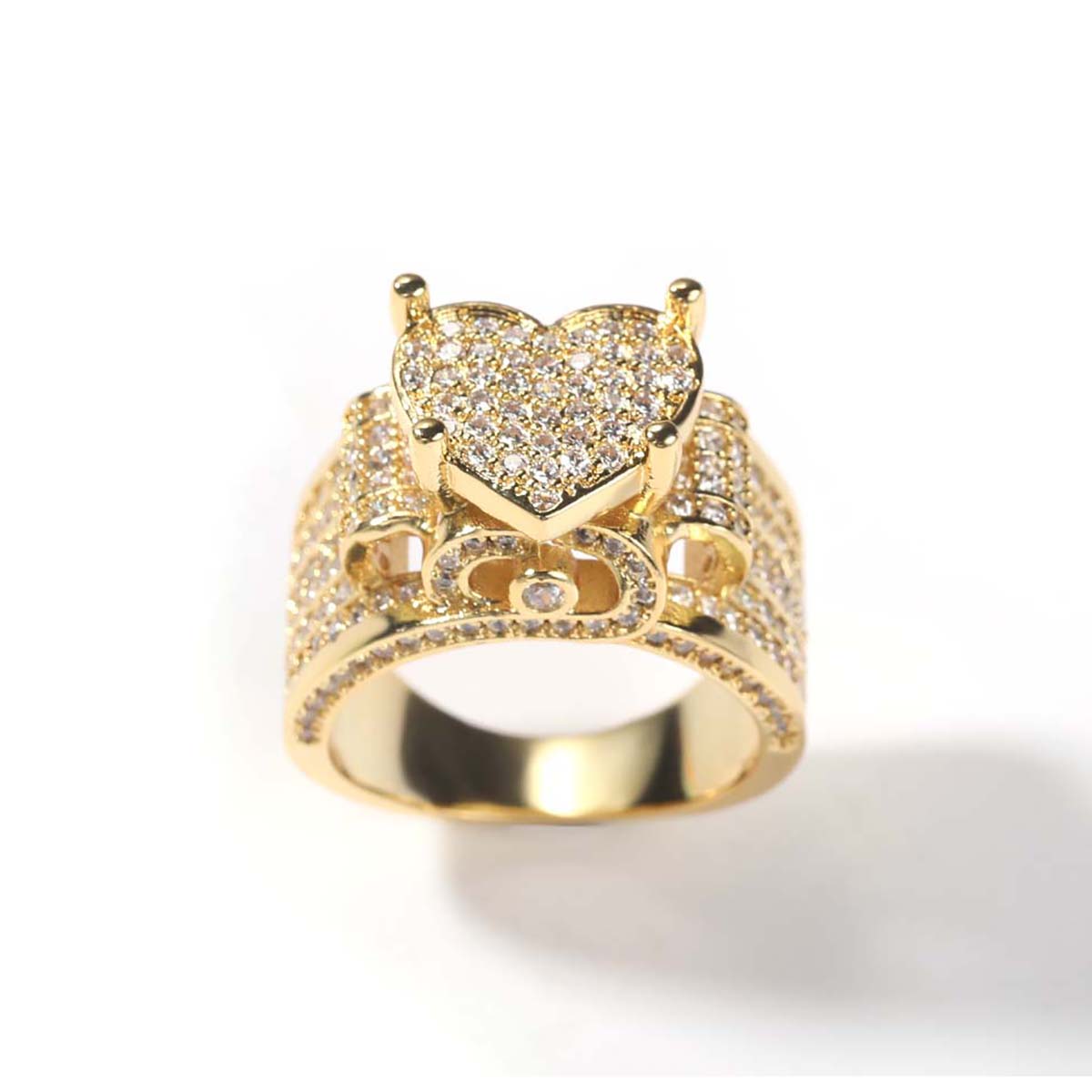 Pavé Heart-shaped Hip Hop Ring for Men – AESDIA