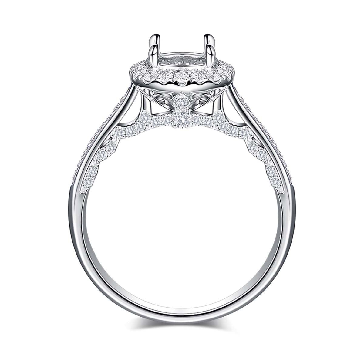 Pavé Floating Halo Channel Set Style Diamond Engagement Ring Setting ...
